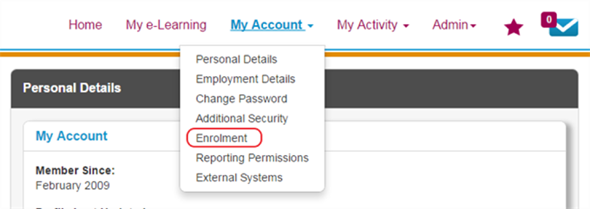 My account - e-LfH Support
