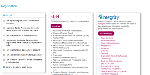 Registration - e-LfH Support